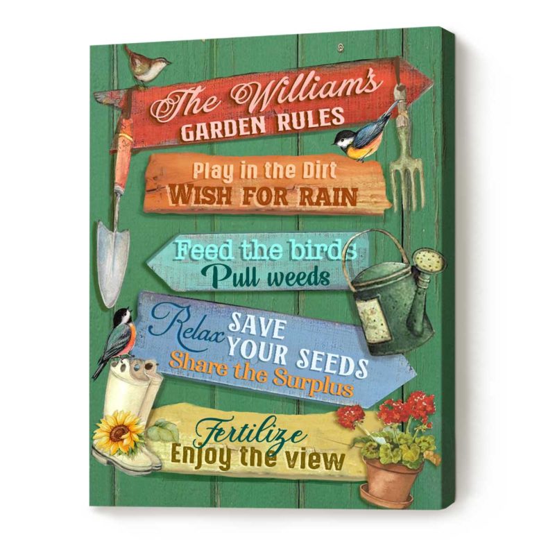 Family Garden Rules Sign, Personalized Gardening Gifts With Name ...