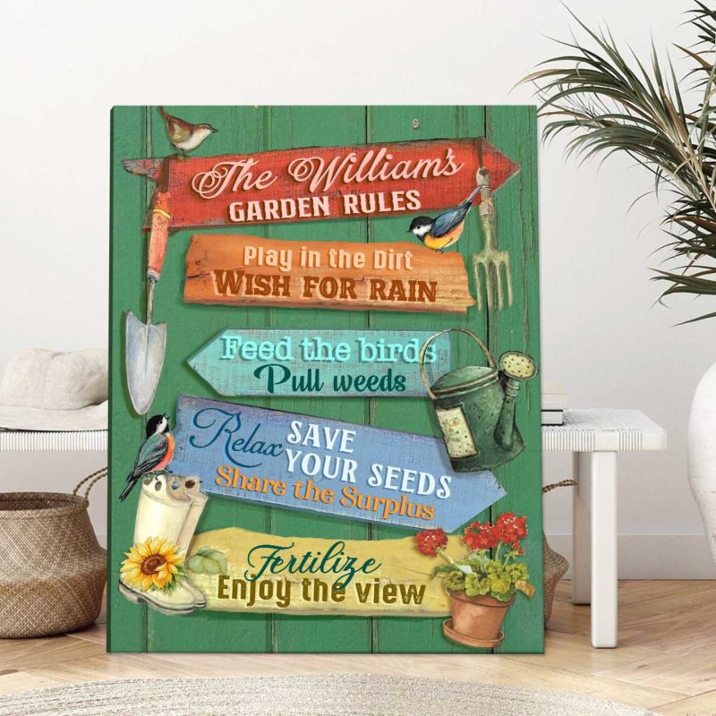 Family Garden Rules Sign, Personalized Gardening Gifts With Name ...