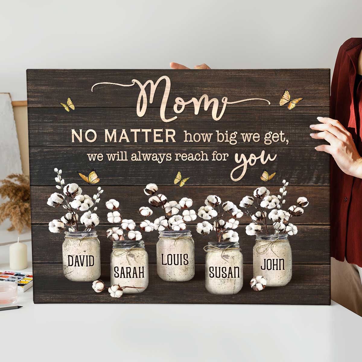 Custom Mom Sign With Kids Names, Personalized Mother's Day Gifts For ...