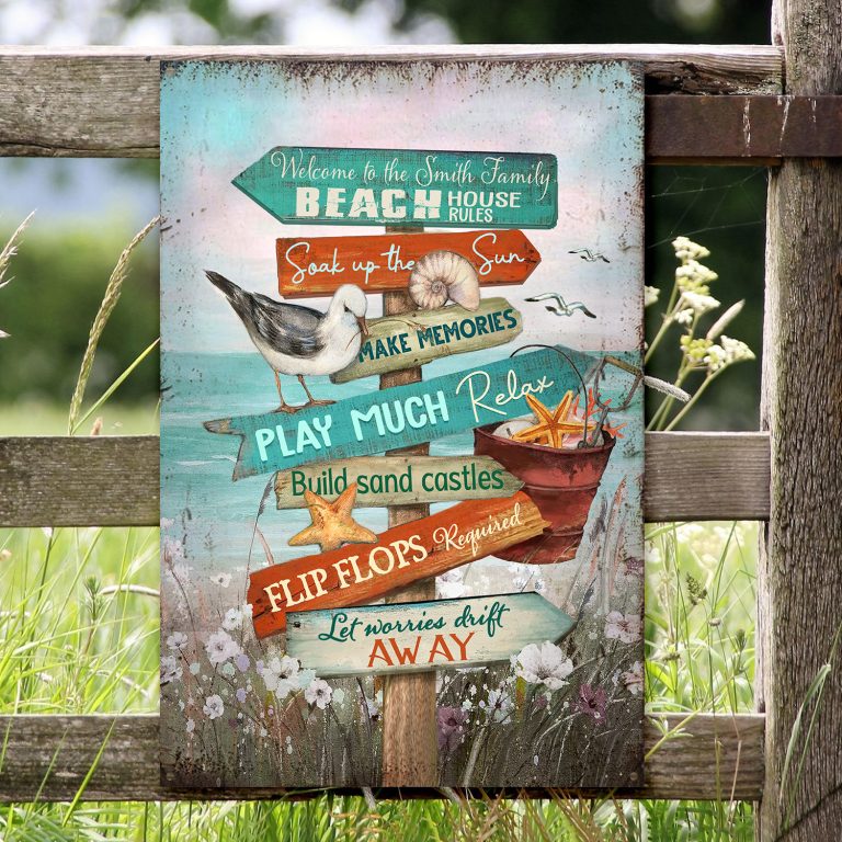 Personalized Beach House Rules Metal Sign, Custom Beach House Decor ...