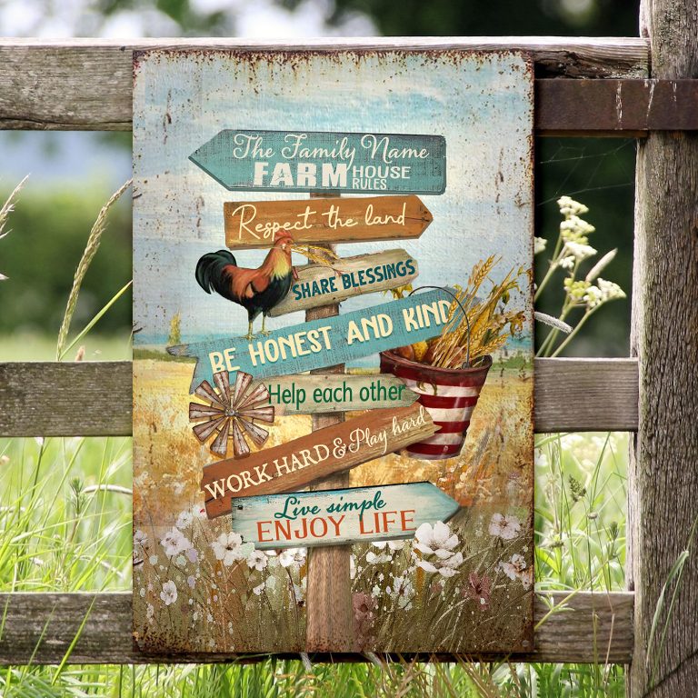 Personalized Farmhouse Rules Metal Sign, Custom Farmhouse Sign, Rustic ...