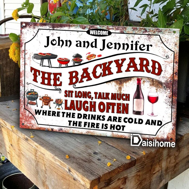 Welcome To The Backyard Personalized Metal Sign, Backyard Outdoor ...