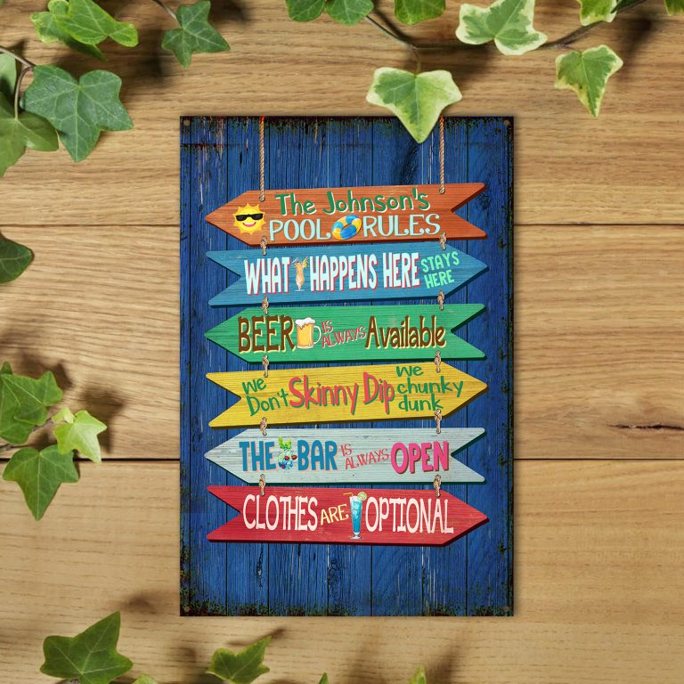 Funny Pool Rules Metal Sign Personalized, Swimming Rules Sign With ...