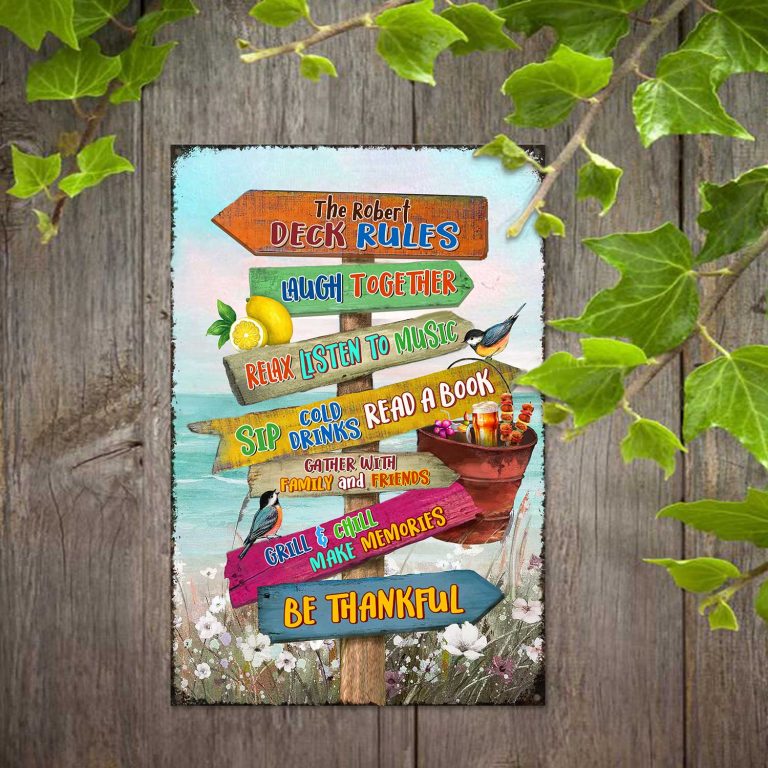 Personalized Deck Rules Metal Sign, Deck Outside Decoration, Grill And ...