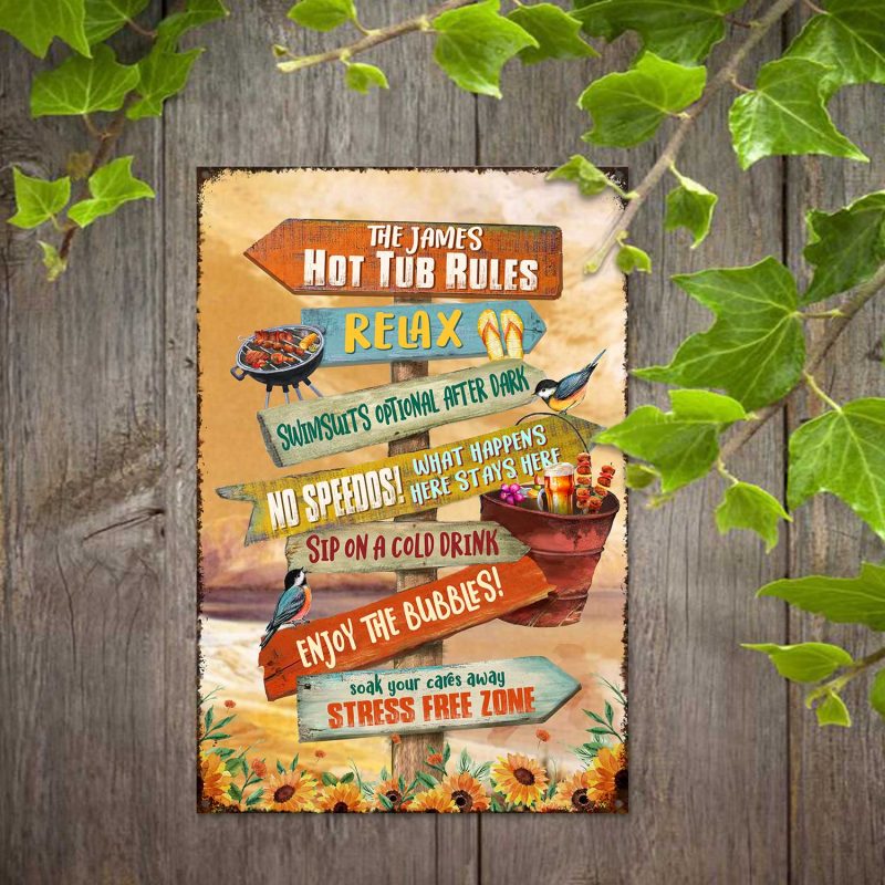 Personalized Hot Tub Rules Metal Sign, Hottub Bathroom Wall Decoration ...