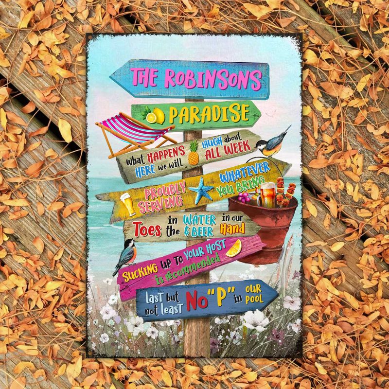 Personalized Paradise Rules Metal Sign, Bar Outside Decoration - Unique ...