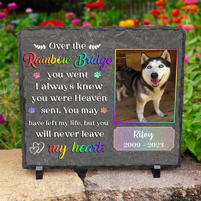 Rainbow Bridge Pet Memorial Garden Stone, Personalized Dog Memorial ...