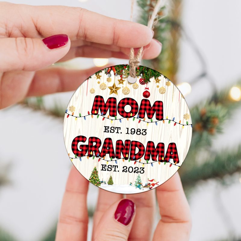 Custom Mom Grandma Christmas Ceramic Ornament, New Grandma Christmas ...