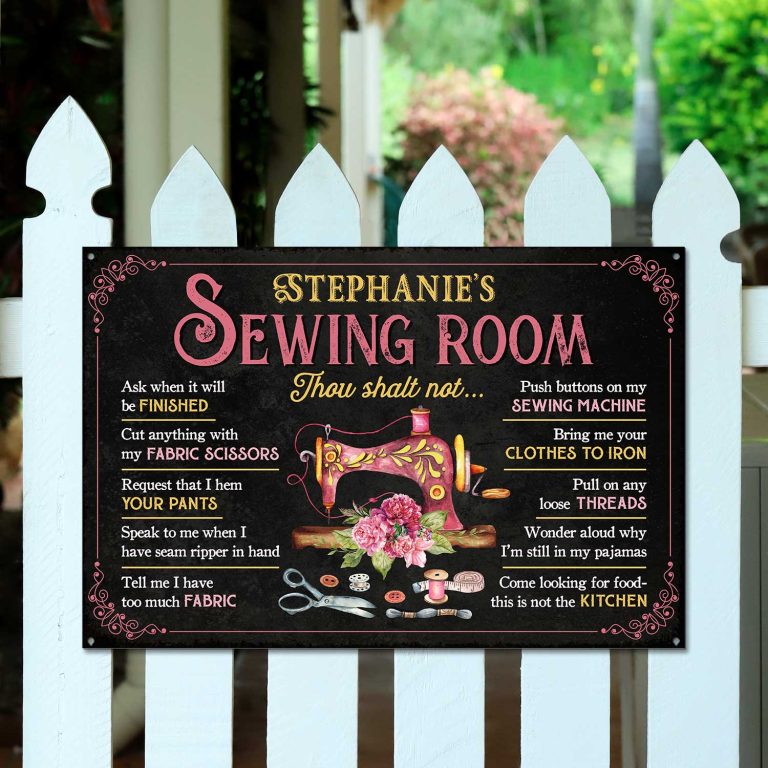 Custom Sewing Room Name Metal Sign, Gift For Sewing Lovers, Sewing Room ...