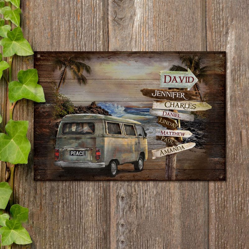 Personalized Camping Family Metal Sign, Camper Van Sign With Custom ...