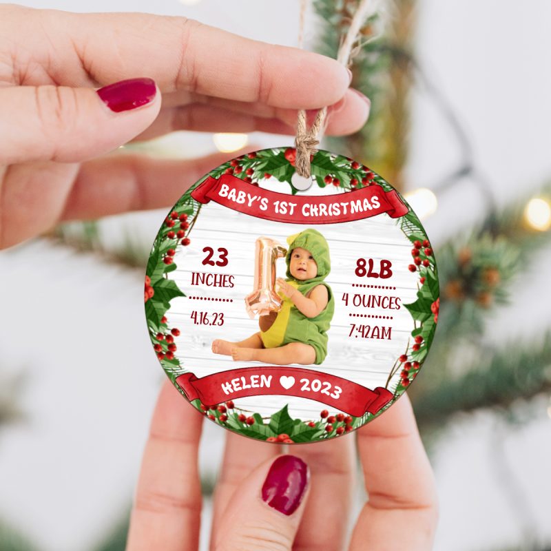 Personalized Baby's 1st Christmas Portrait Ornament, New Baby Gift For ...
