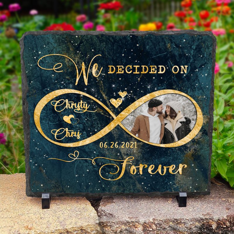 We Decided On Forever Anniversary Slate, Personalized Couples Photo ...