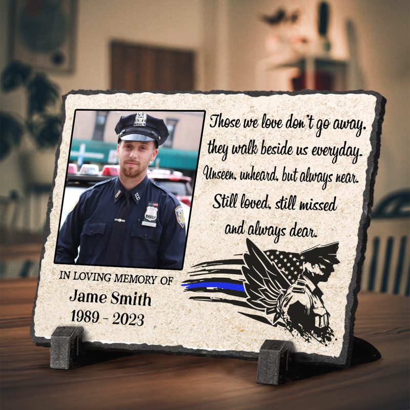 Personalized Policeman Memorial Stone, Police Officer Memorial Photo ...