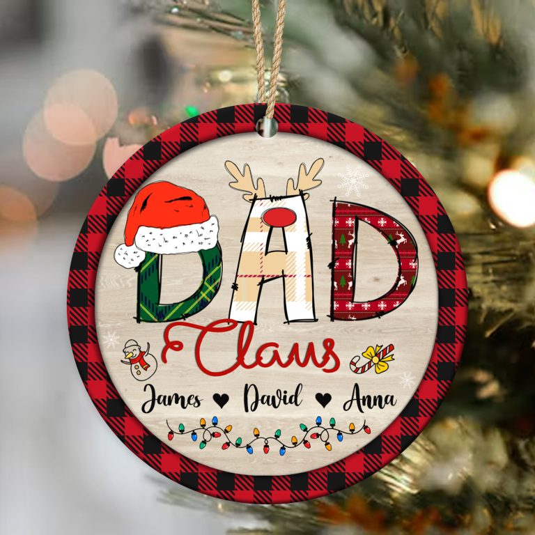 Dad Claus - Custom Dad Christmas Ornament With Kids Names - Christmas ...