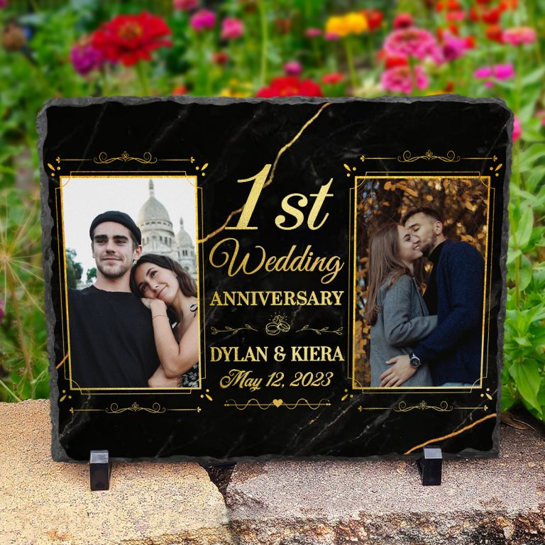 1st Wedding Anniversary Personalized Couple Photo Slate - Custom First ...