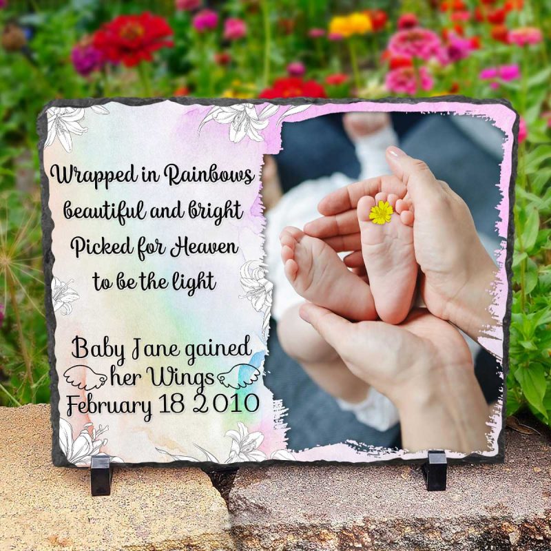 Custom Child Memorial Photo Slate - Personalized Grave Marker For Loss ...
