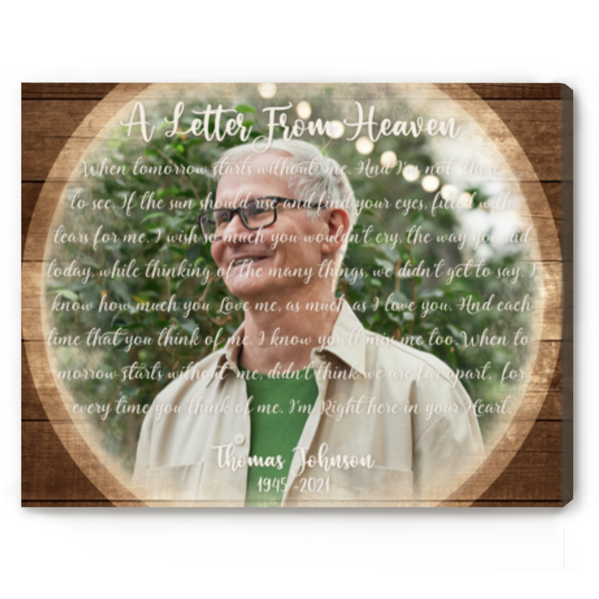 Custom Memorial Poem Canvas - Personalized Photo Memorial Gifts - Loss ...