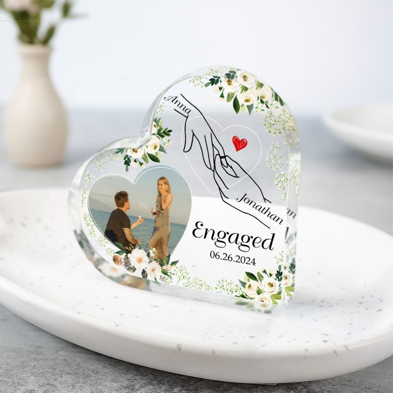 Engagement Photo Plaque With Hand Holding, Gifts For New Fiancée ...