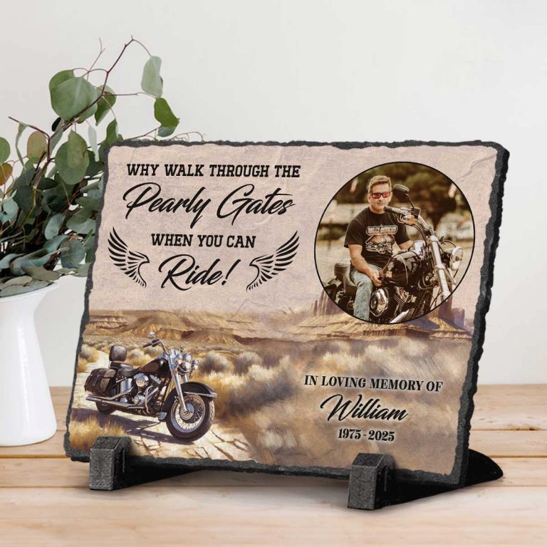 Motorcycle Rider Custom Memorial Stone - Biker Memorial Stone Slate ...