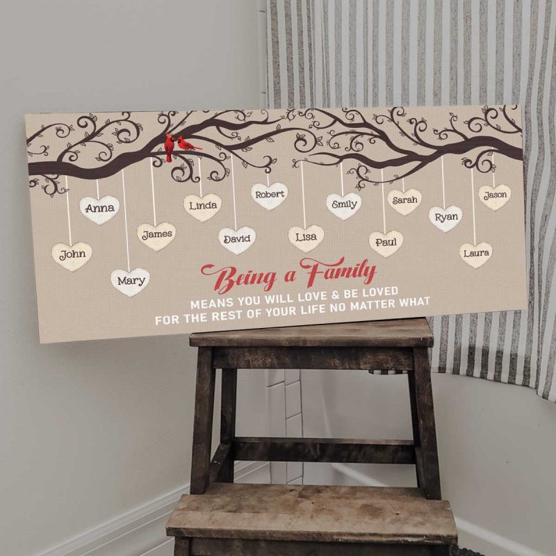 Personalized Family Tree Multi Names Canvas - Large Living Room Wall ...