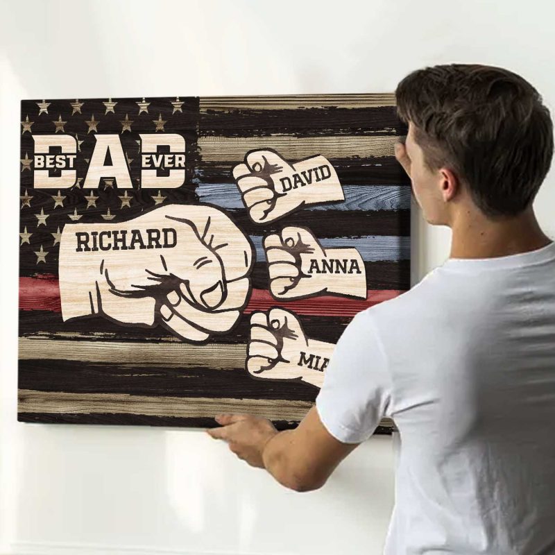 Custom Fist Bump Dad And Kids Sign - Patriotic Father’s Day Gift - Dad ...