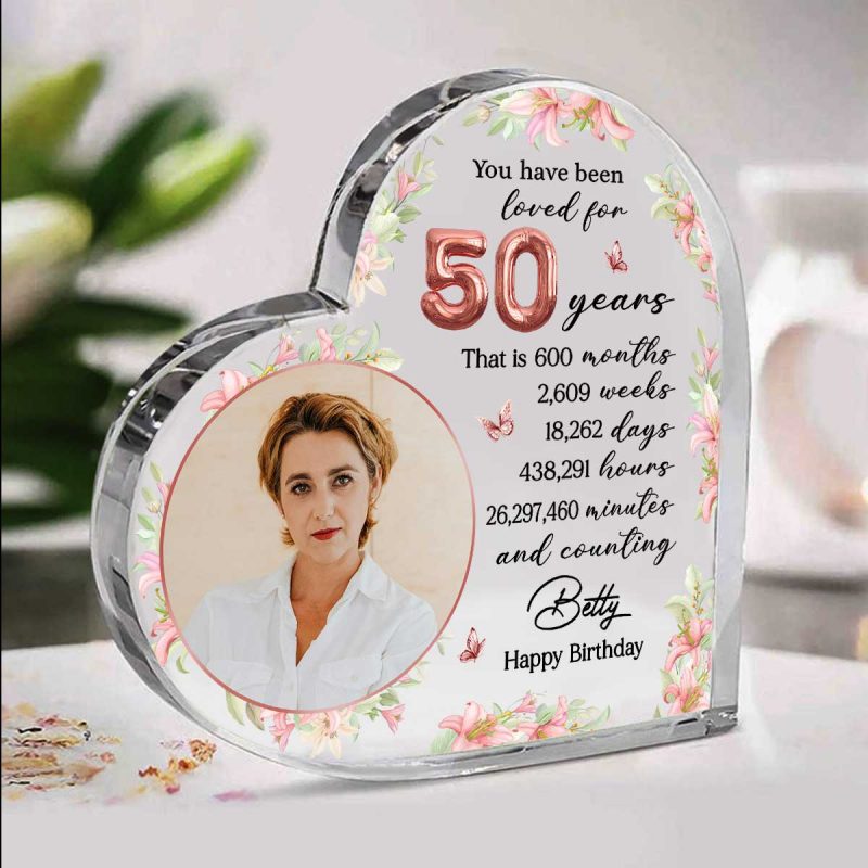 Personalized 50th Birthday Heart Acrylic Plaque - 50th Birthday Gifts ...