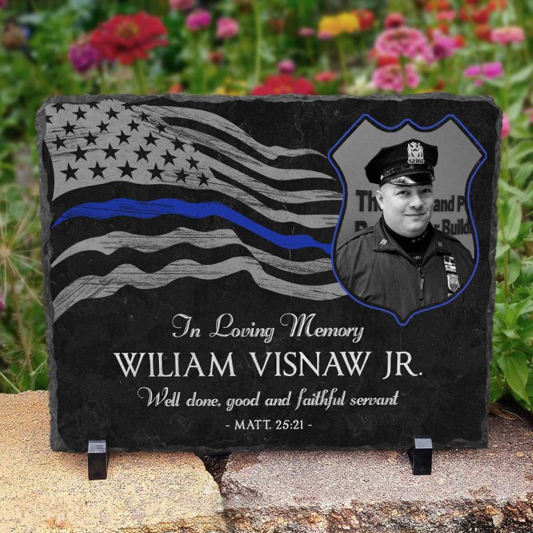 Police Memorial Stone For Garden - Police Remembrance Stone - Thin Blue ...