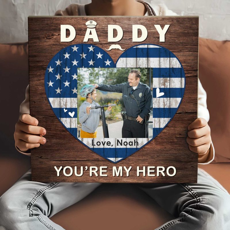 Fathers Day Gift For Cop - Police Officer Dad Photo Canvas - Police Dad ...