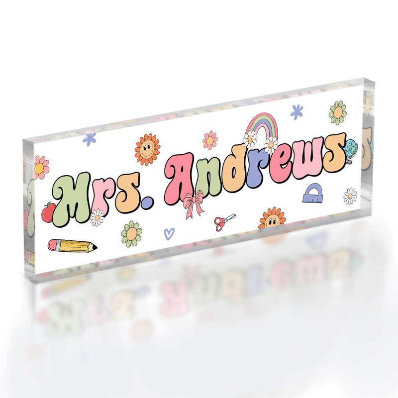 Custom Teacher Name Sign, Teacher Acrylic Desk Name Plate, Back To ...