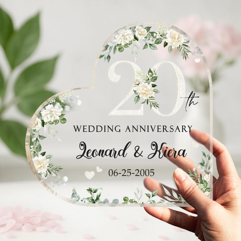 20th Wedding Anniversary Acrylic Plaque, Personalized 20th Anniversary ...
