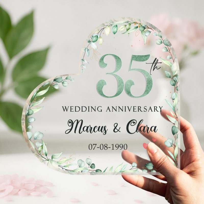 Custom Wedding Anniversary Heart Acrylic Plaque, Personalized ...
