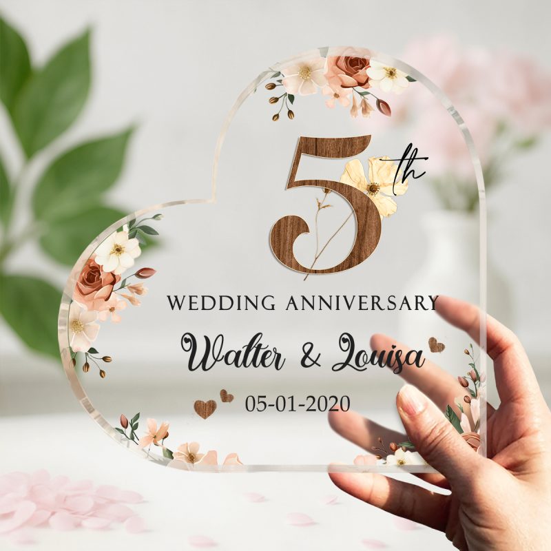 5 Year Anniversary - Personalized Heart Acrylic Plaque, Personalized ...
