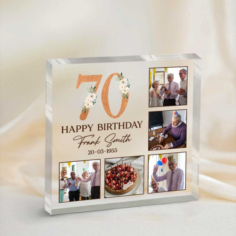 Personalized 70th Birthday Photo Plaque, Custom 70th Birthday Gifts ...